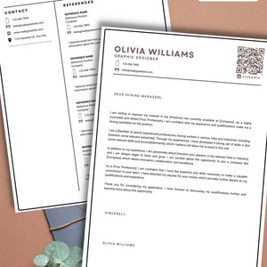 Minimal Resume Template QR Code Professional Resume Template - Etsy