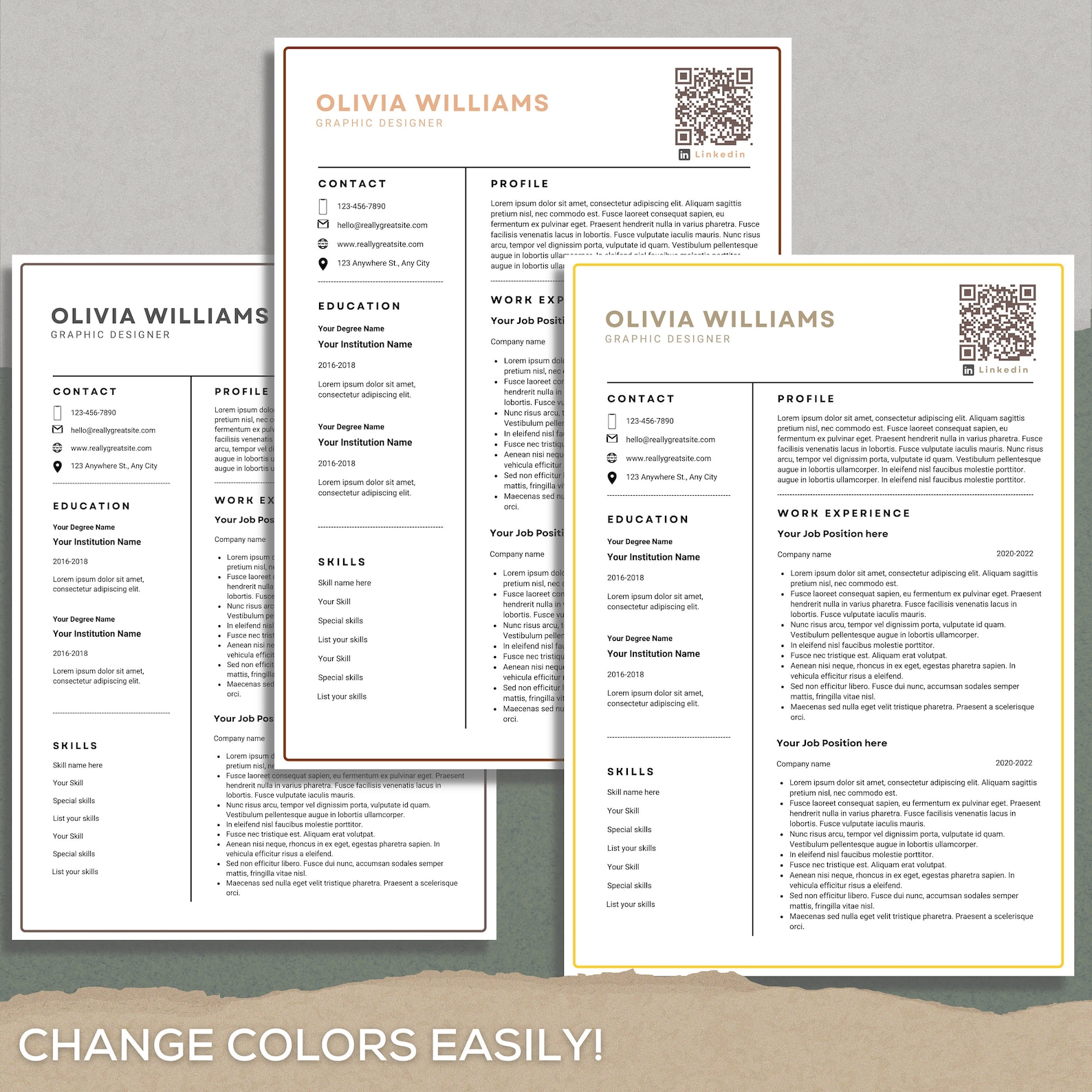 Minimal Resume Template QR Code Professional Resume Template - Etsy