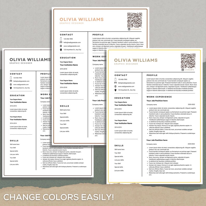 Minimal Resume Template QR Code Professional Resume Template - Etsy