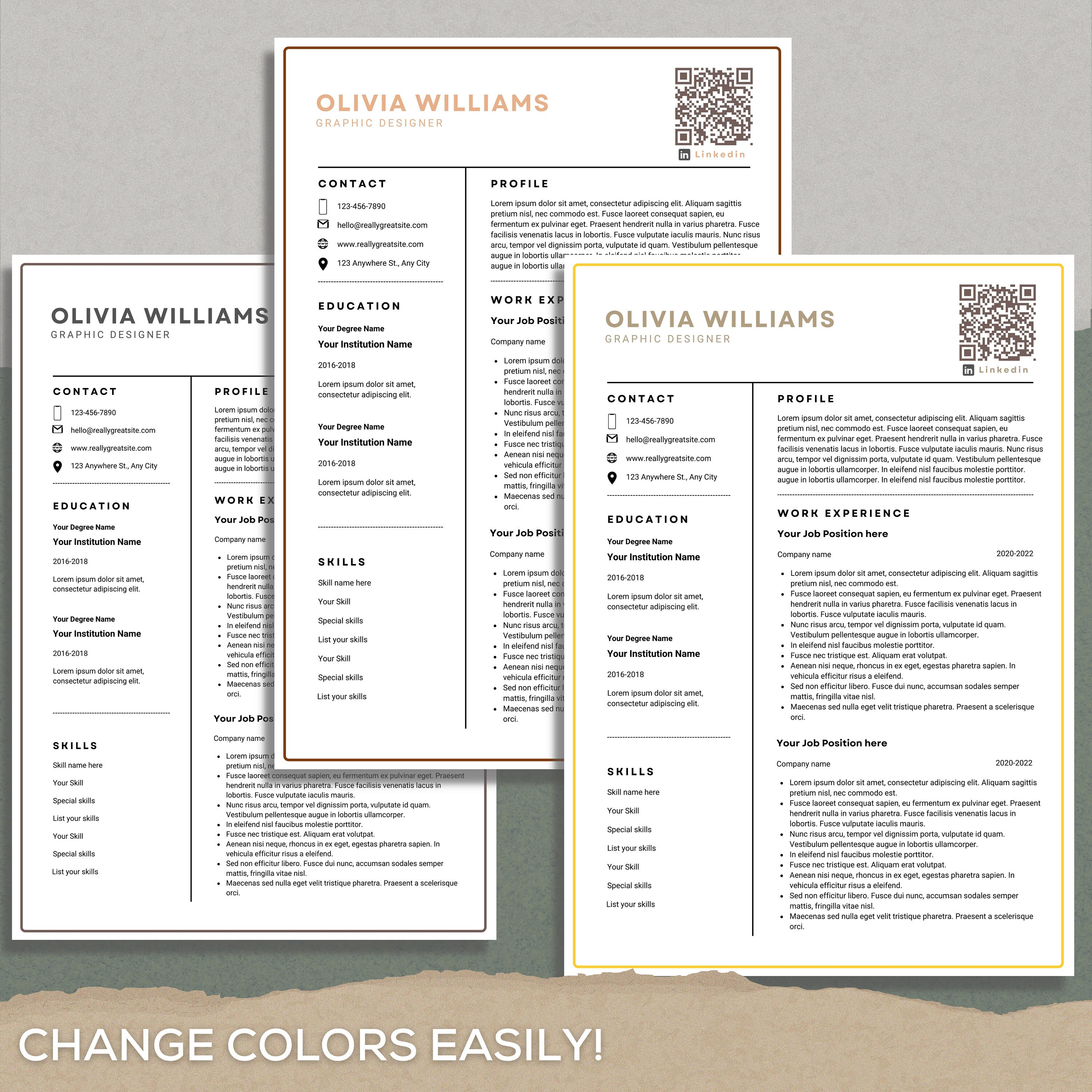 Minimal Resume Template QR Code Professional Resume Template - Etsy