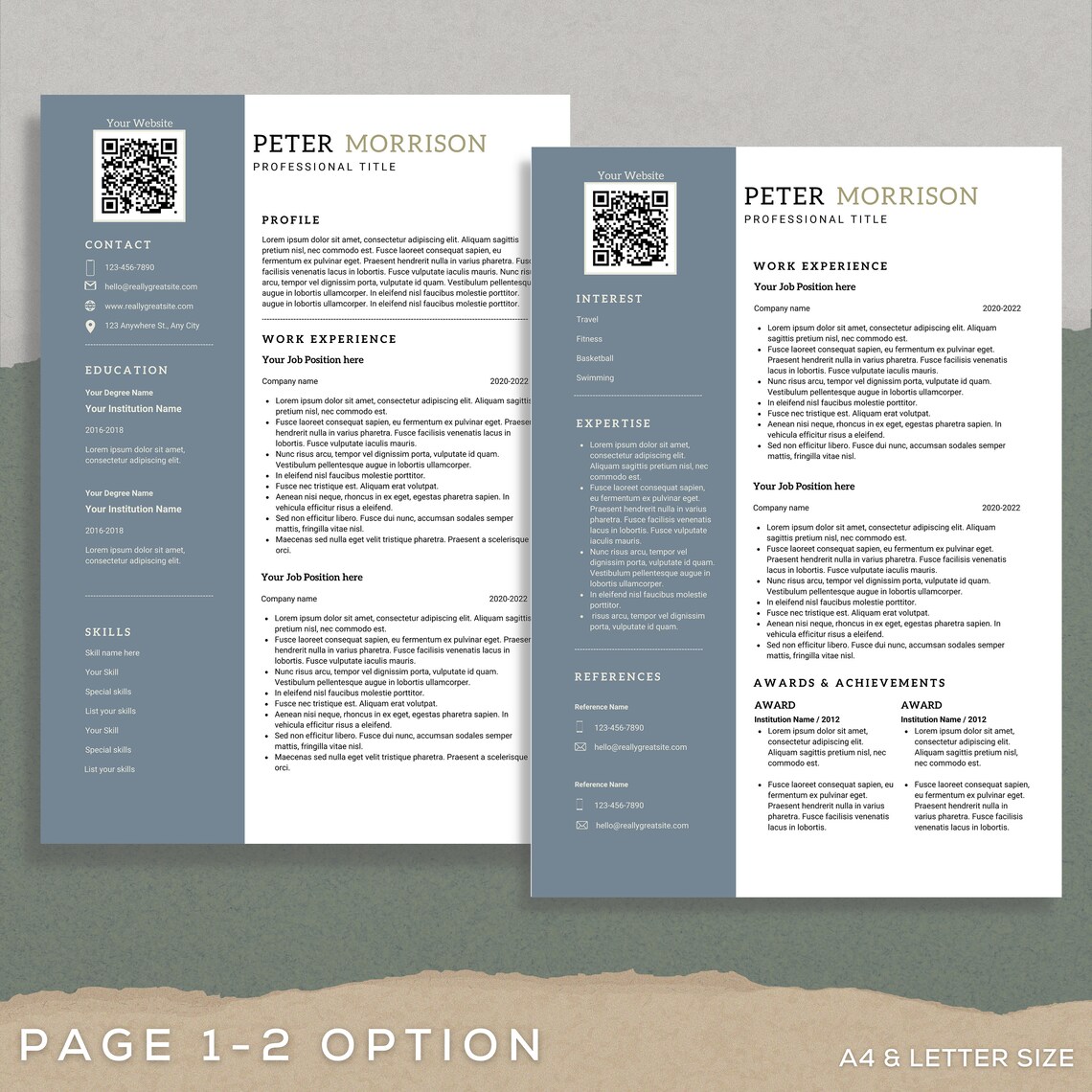 Simple Resume Template QR Code Professional Resume Template - Etsy