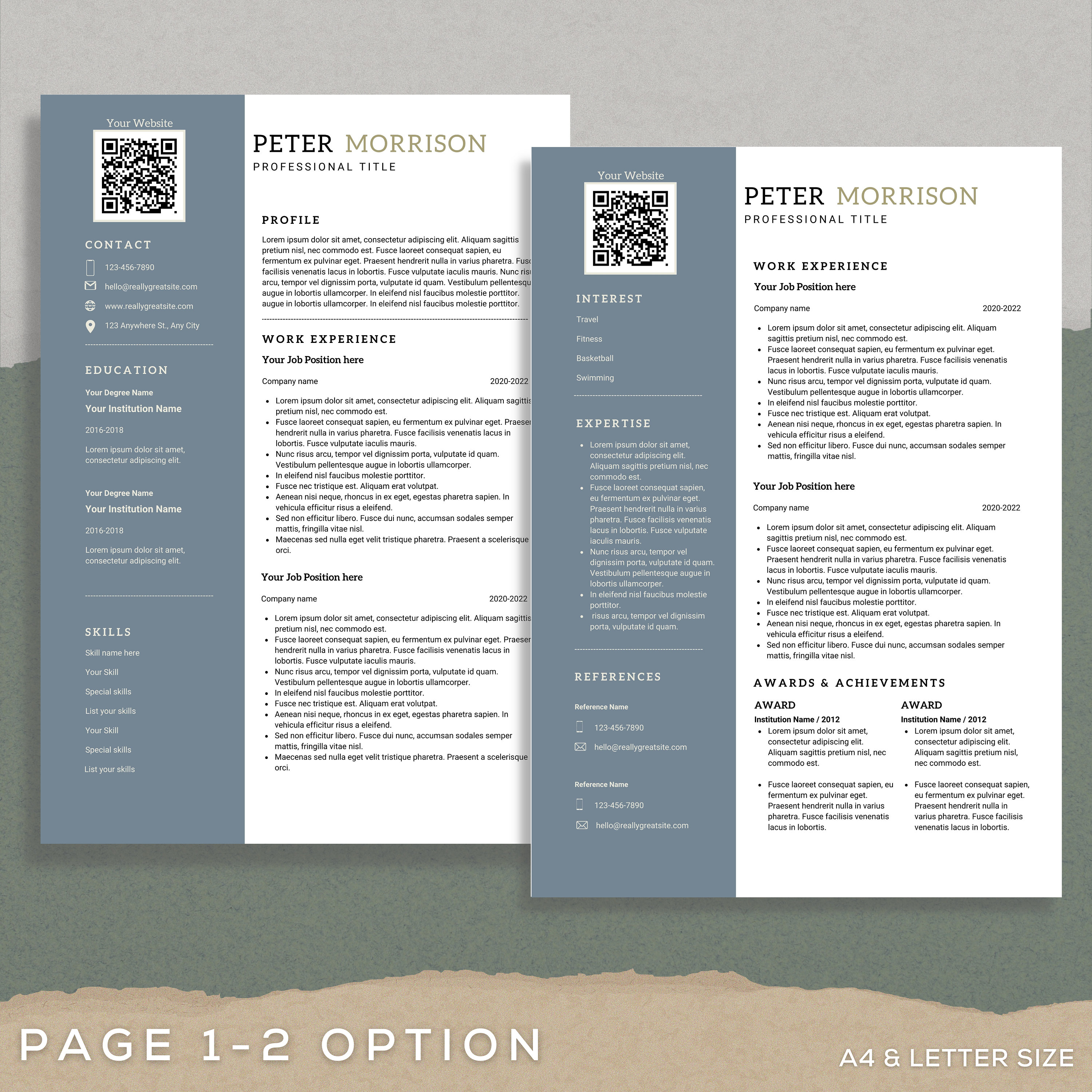 Simple Resume Template QR Code Professional Resume Template - Etsy