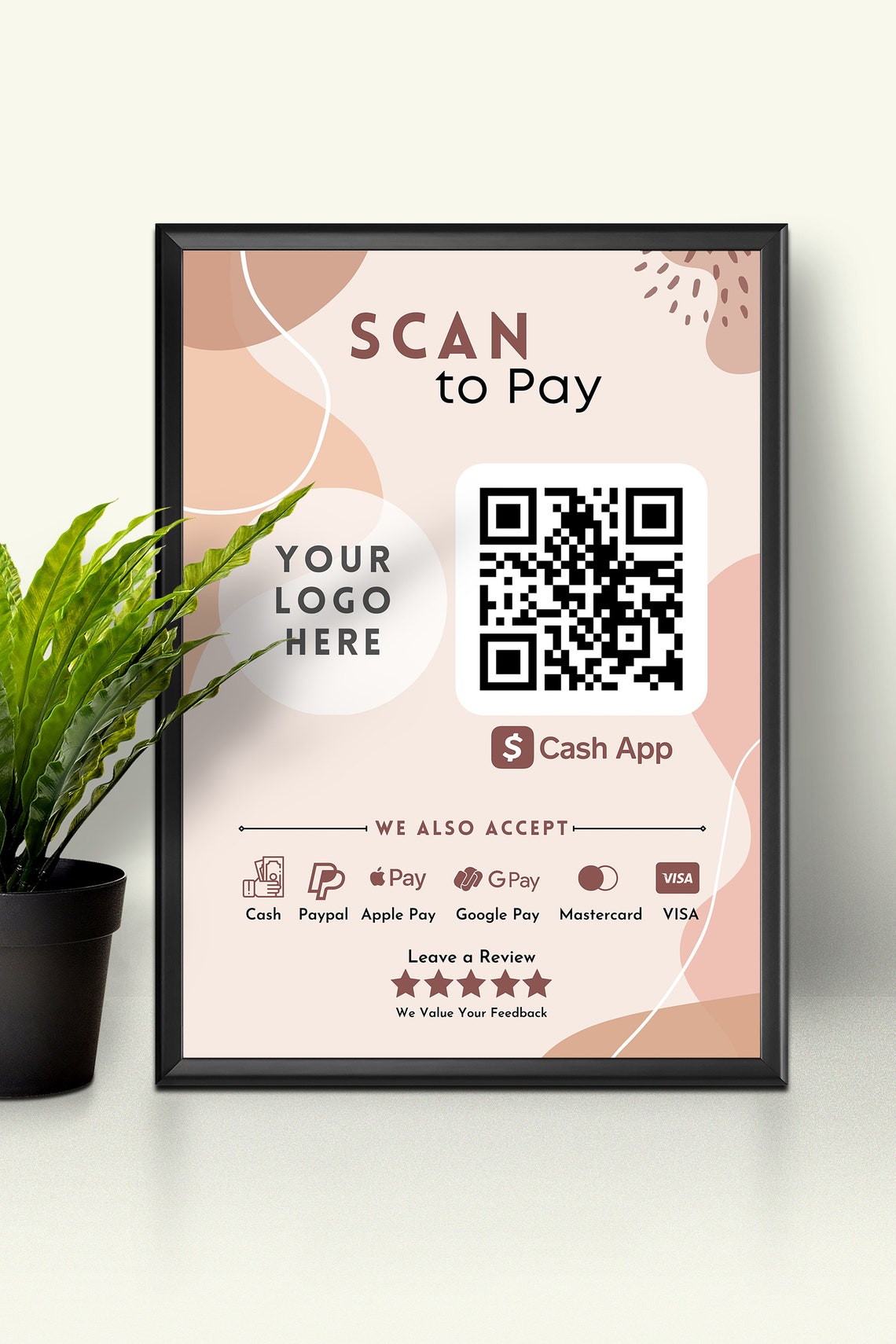 Abstract Scan to Pay Sign Custom QR Code Sign Custom - Etsy