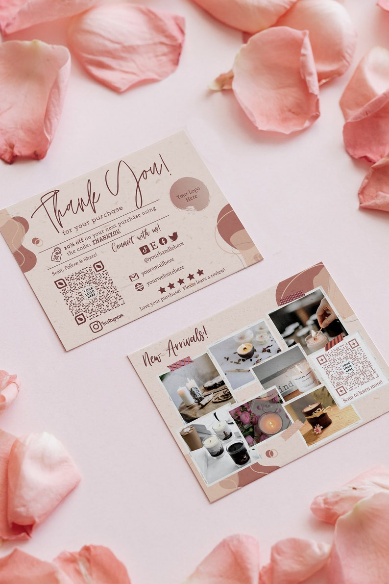 Custom Printable Thank You Cards QR Code Business Template - Etsy
