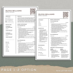 Minimal Resume Template QR Code Professional Resume Template - Etsy