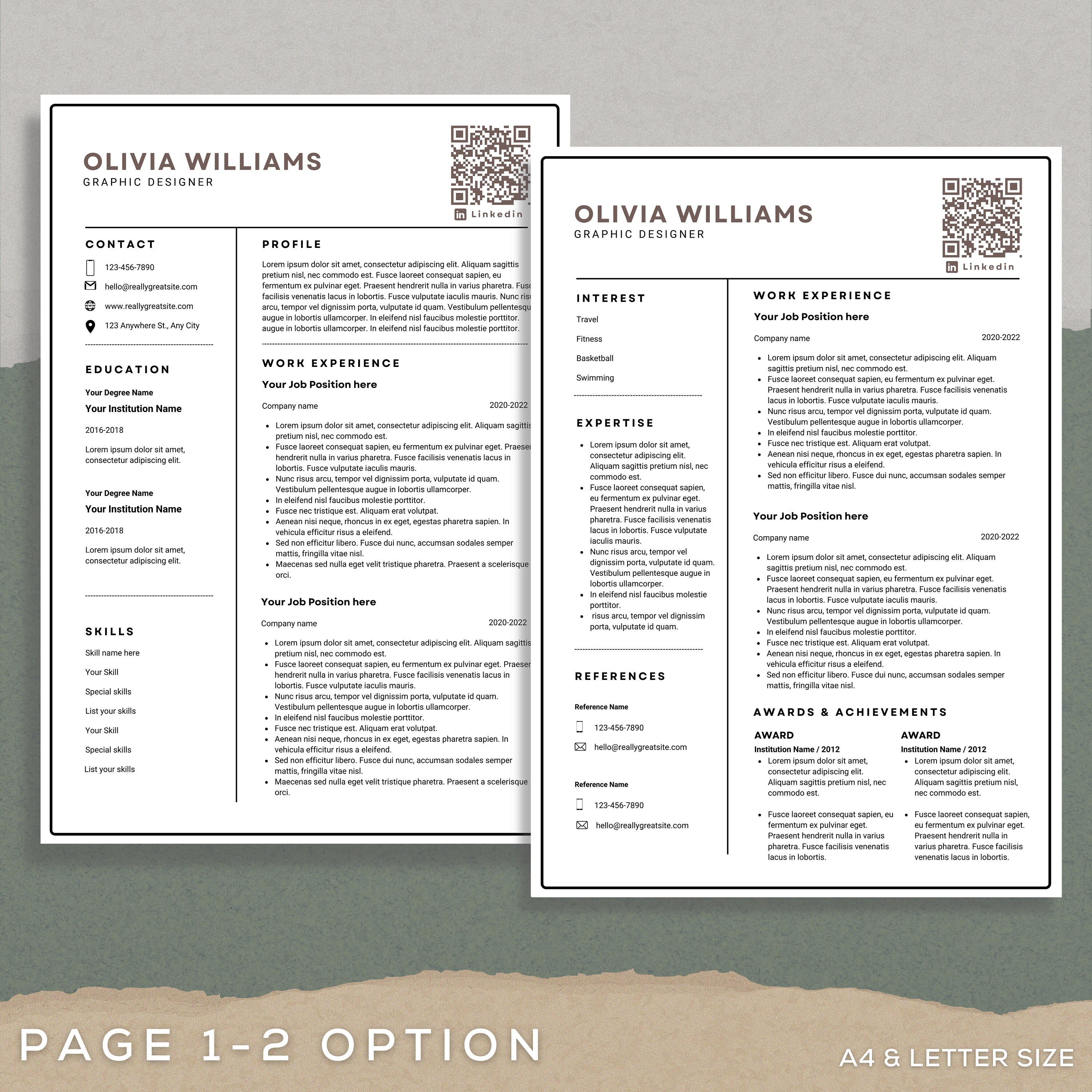 Minimal Resume Template QR Code Professional Resume Template - Etsy