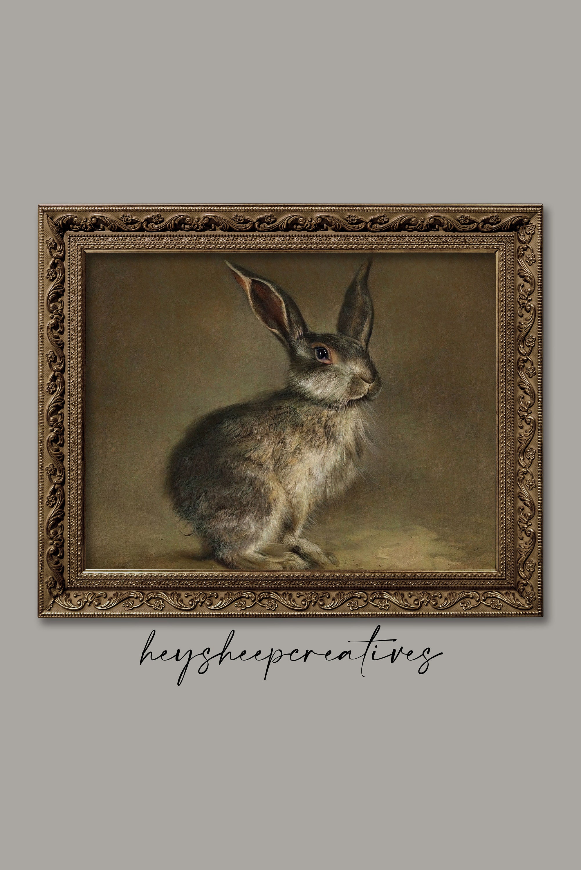 Vintage Rabbit Painting Printable Digital Home Wall Art Decor - Etsy
