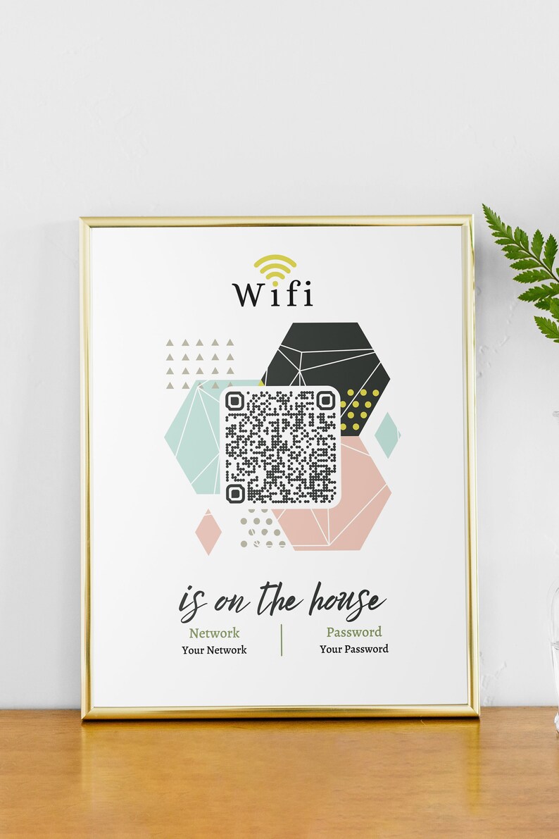 Polygon Custom Wifi Sign QR Code Template Password Wifi - Etsy