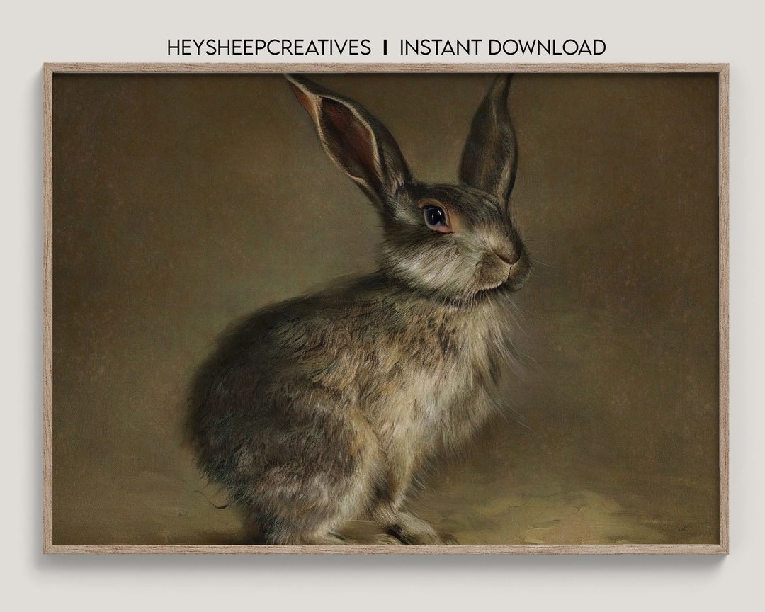 Vintage Rabbit Painting Printable Digital Home Wall Art Decor - Etsy