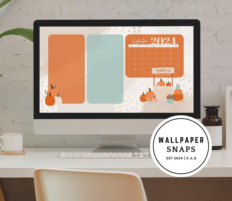 September Fall Desktop Background, Pumpkin Stand Cute Laptop Wallpaper ...