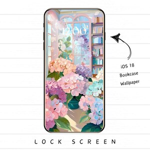 Hydrangea Floral Library iPhone Wallpaper Lock Screen & Home Set ...