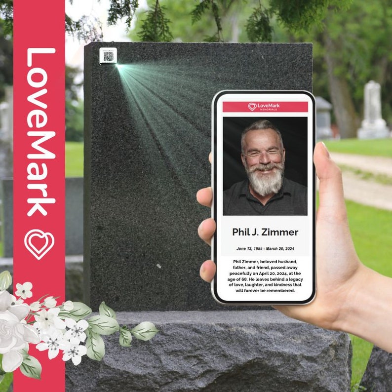 2 X 2 Headstone QR Code Memorial Vinyl Sticker Gravestone Decor ...