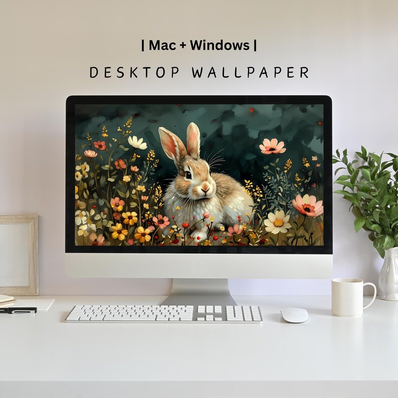 Easter Aesthetic Desktop Wallpaper | Spring Easter Bunny Painting ...