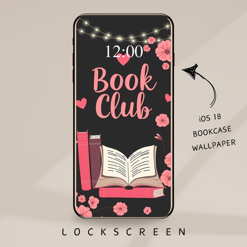 Book Club iPhone Bookshelf Wallpaper Large Icons Friendly 3-pack ...