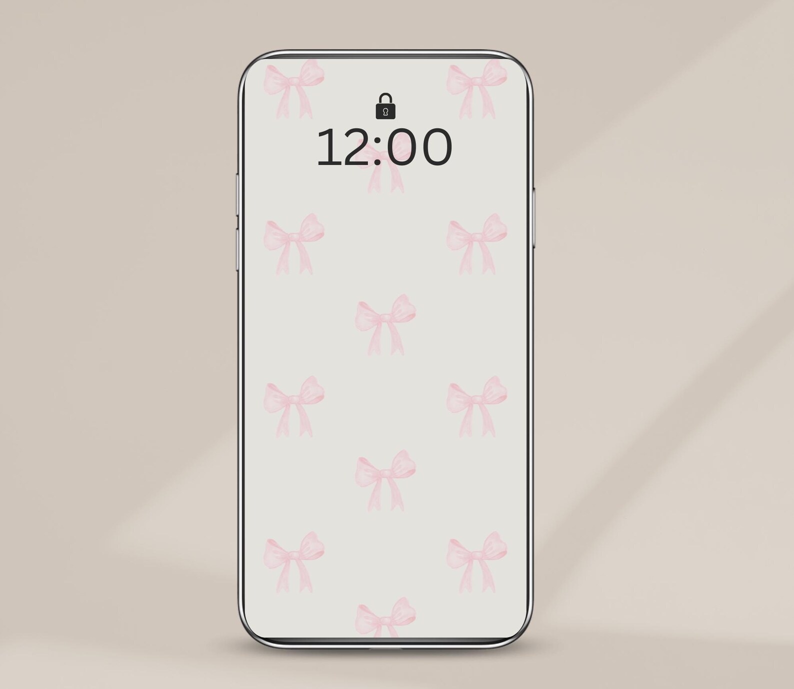 Pink Bows and Hearts iPhone Wallpaper | Neutral Bows | Digital ...