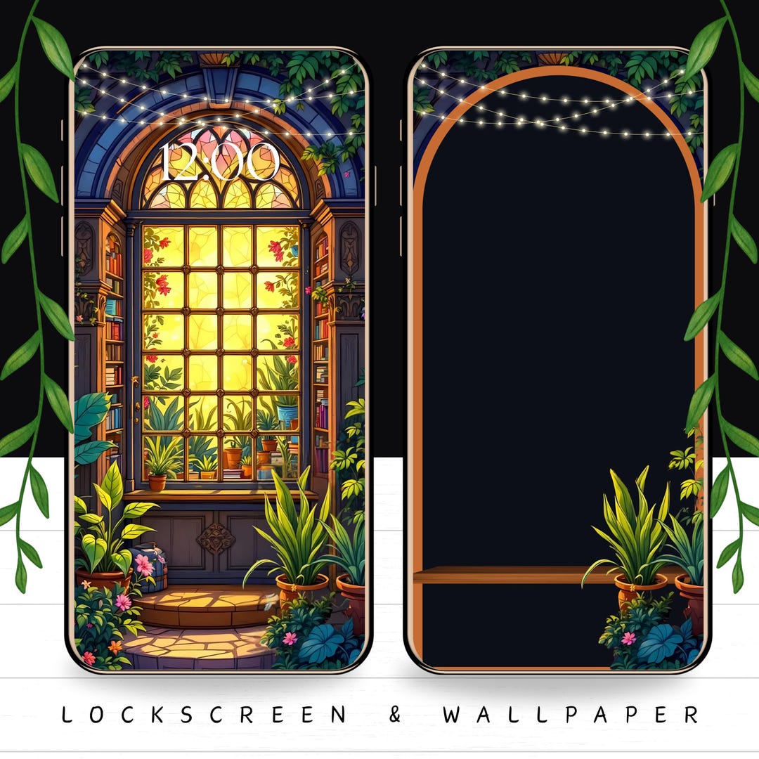 Enchanted Stain Glass Window Phone Wallpaper | Cottage Aesthetic ...