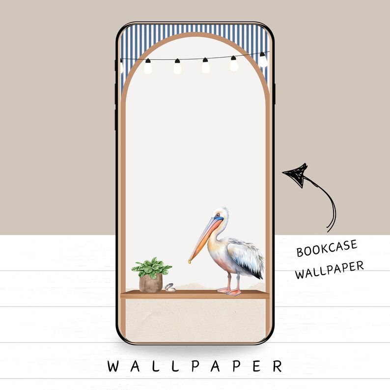 Pelican Beach Bookshelf Wallpaper for Phone | Large Icons Friendly ...
