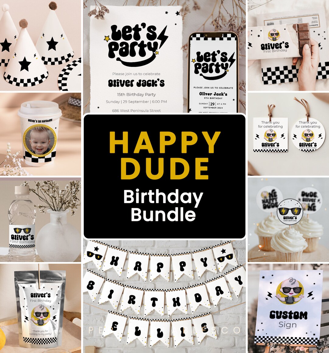 One Happy Dude Birthday Bundle Any Age Retro 70s Groovy Rad Boy ...