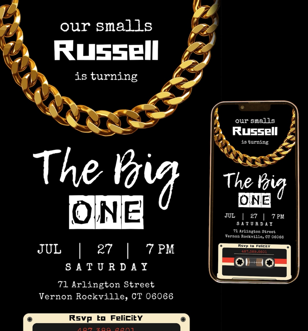 Editable Notorious One First Birthday Invitation Template Black Small ...