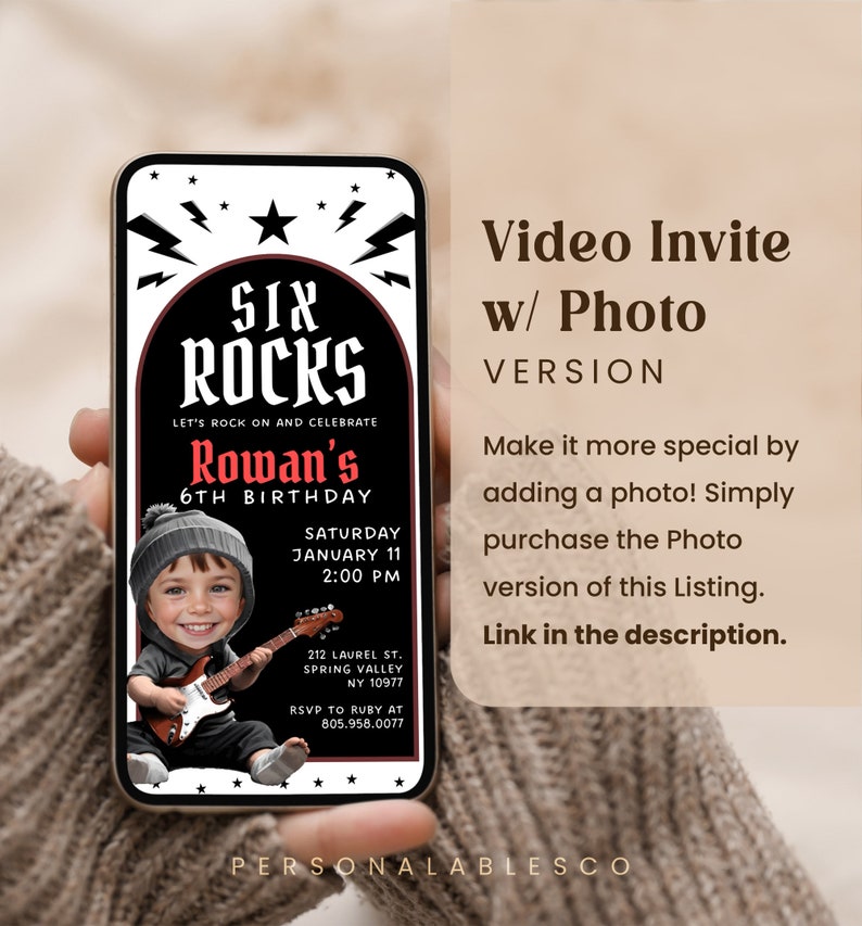 Editable Rock & Roll Any Age Birthday Video Invitation Cool Punk ...