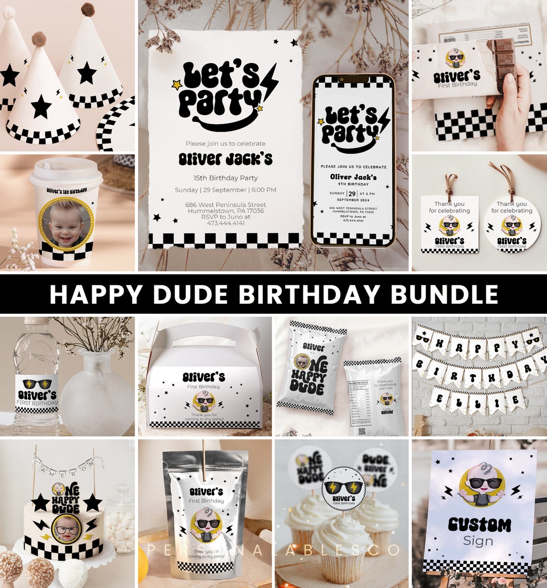 One Happy Dude Birthday Bundle Any Age Retro 70s Groovy Rad Boy ...