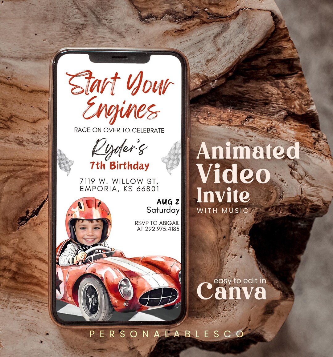Editable Start Your Engine Any Age Birthday Video Invitation ...