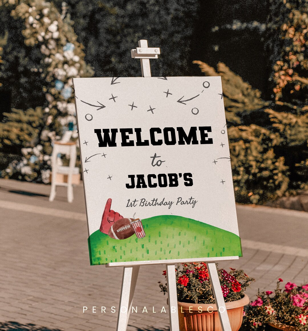 Football Welcome Sign Birthday Party Entrance Poster Editable Template ...