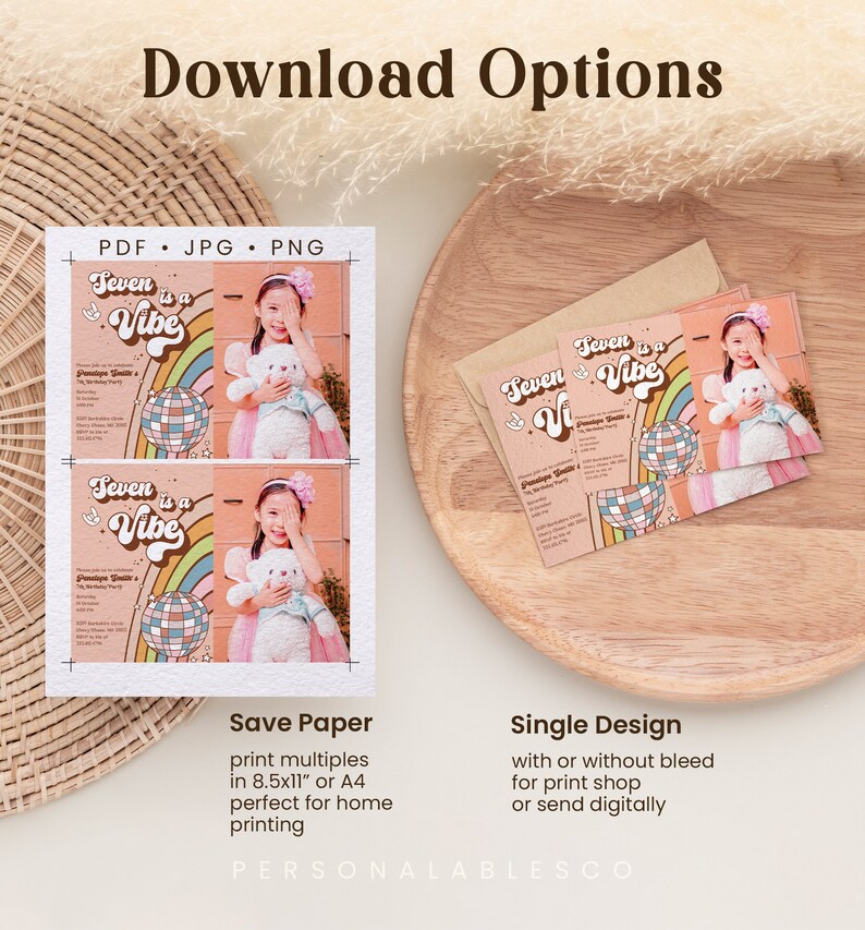 Editable Seven is A Vibe Groovy 7th DIY Birthday Photo - Etsy