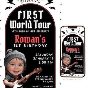 Editable First World Tour Birthday Animated Invitation With Photo 1st ...