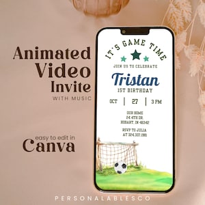 Editable Soccer Rookie First Birthday Invitation Video Personalables ...