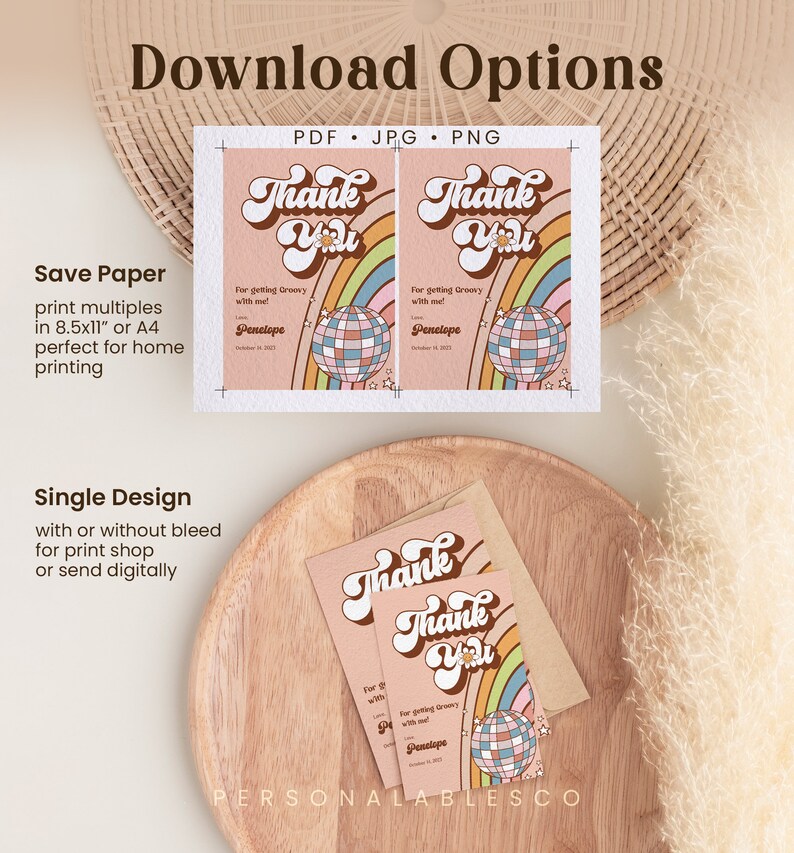 Editable Groovy Birthday Thank You Card Daisy Bday Ty Cards - Etsy México