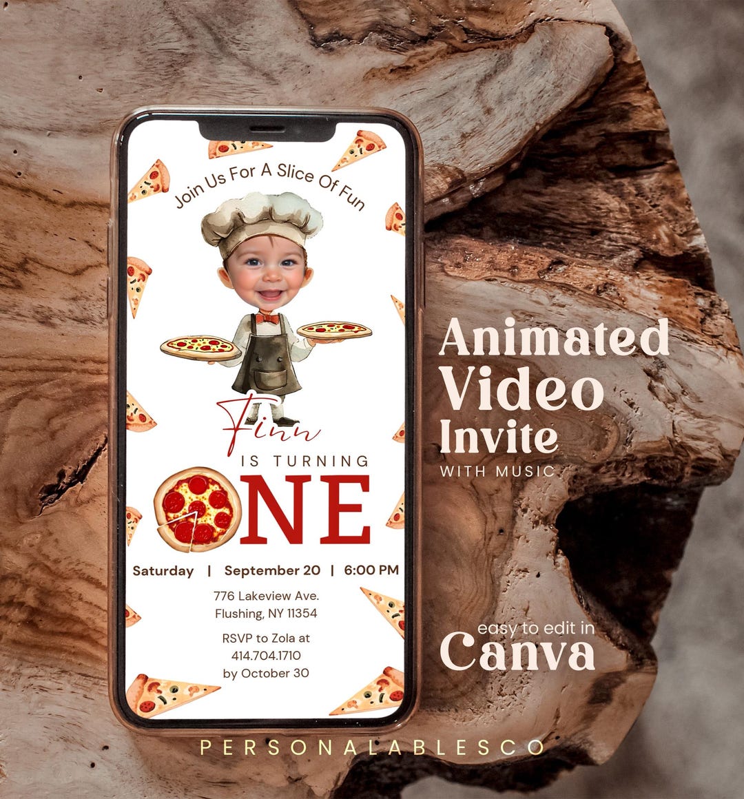 Editable Slice of Fun 1st Birthday Invitation Video With Photo ...