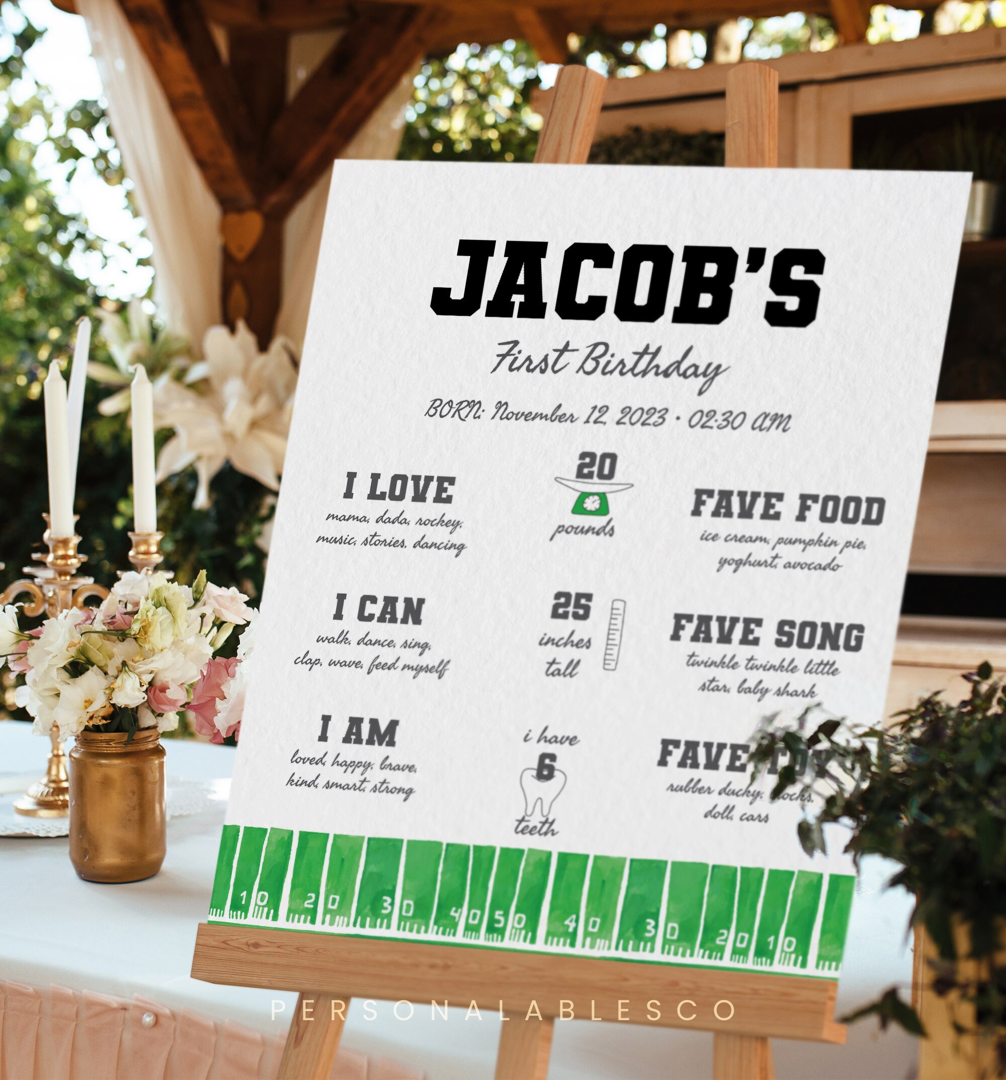 First Year Down Milestone Board Football Birthday 1 Year Down Forever ...