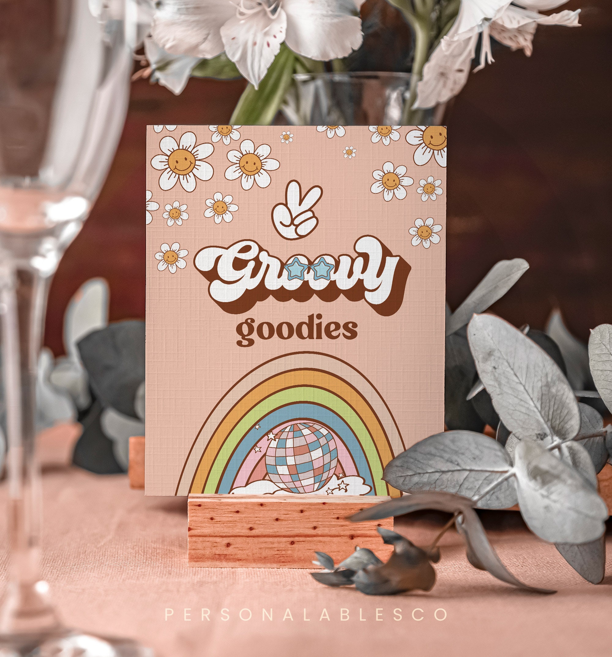 Groovy Goodies Printable Sign Girl Birthday Gift Hippie Dessert Table ...