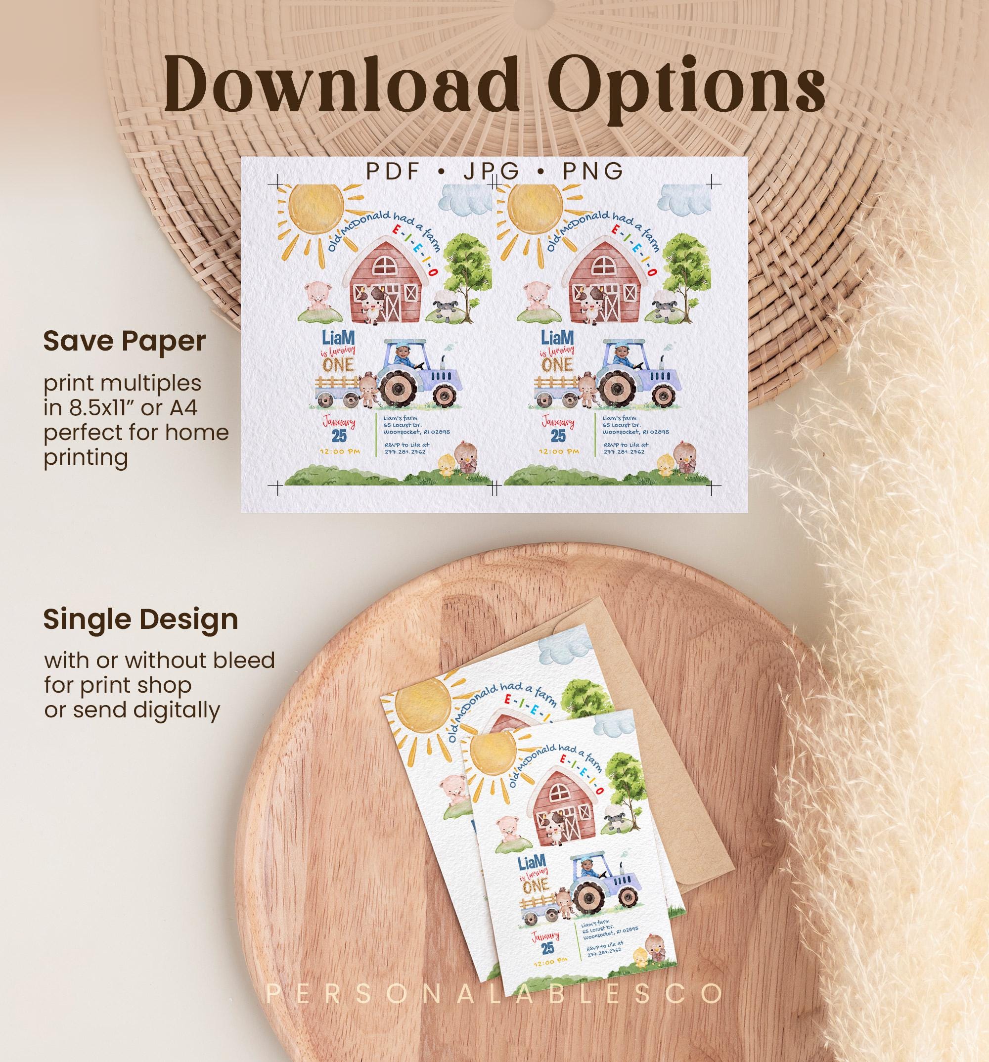 Editable Barnyard Fun 1st Birthday Printable Invitation With Photo ...