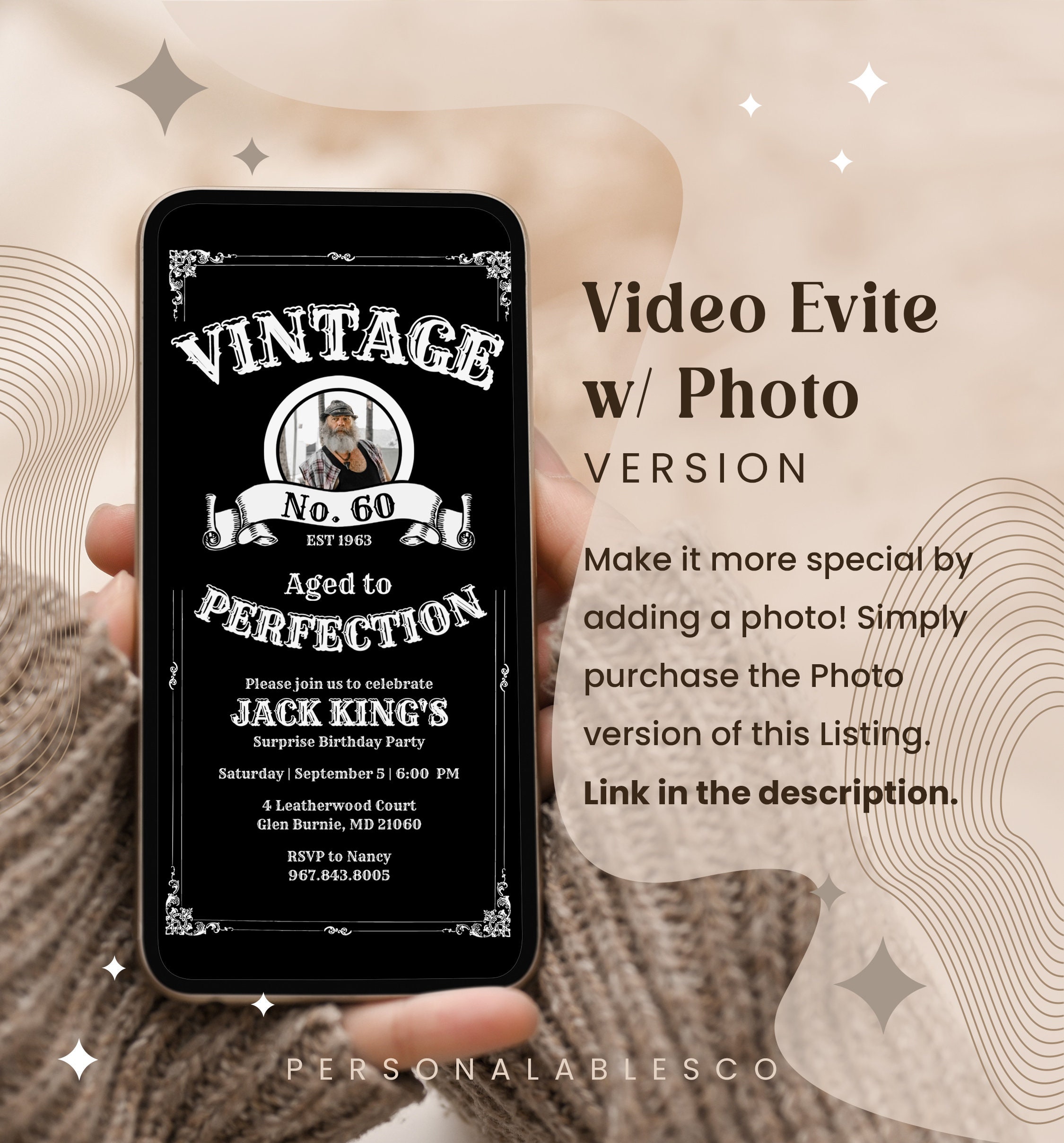 Editable Any Age Whiskey Adult Men's Party Invite Template Vintage ...