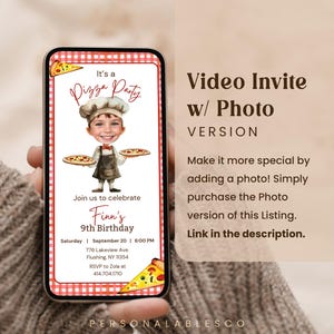 Editable Pizza Party Any Age Birthday Video Invitation Personalables ...
