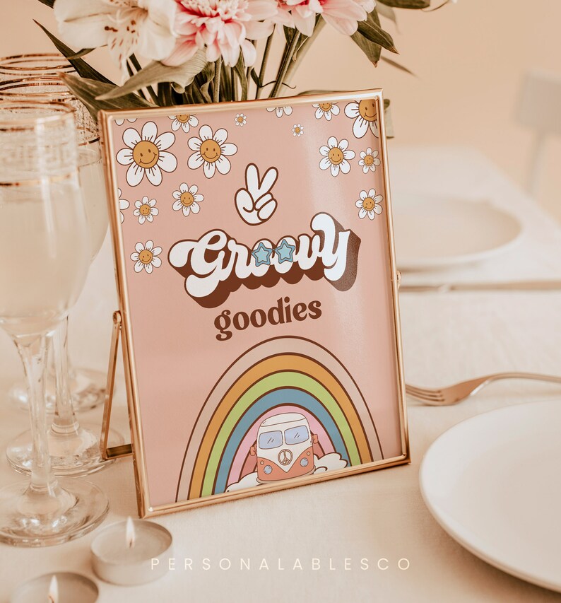 Groovy Goodies Printable Sign Girl Birthday Gift Hippie - Etsy