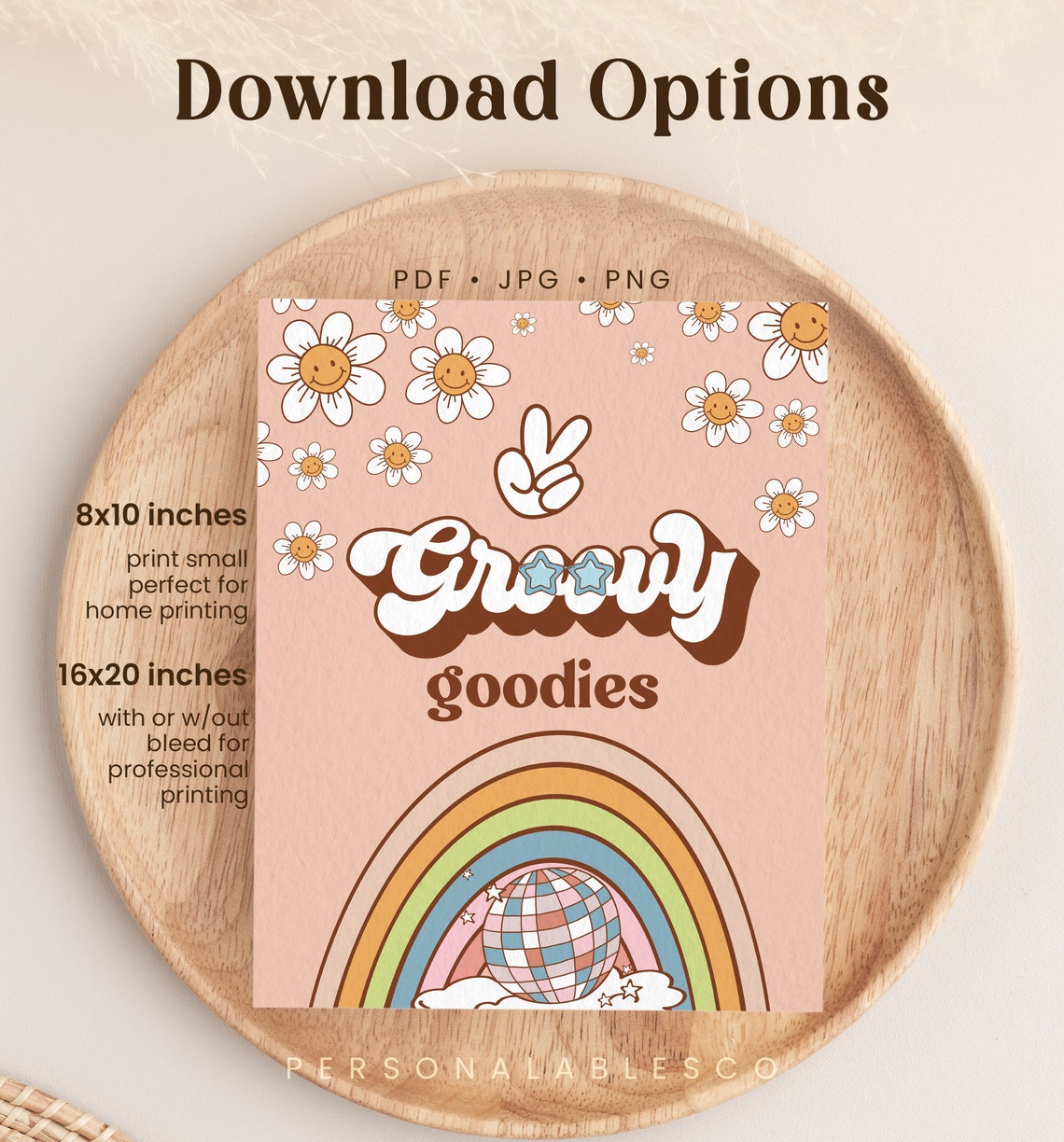 Groovy Goodies Printable Sign Girl Birthday Gift Hippie Dessert Table ...