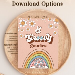 Groovy Goodies Printable Sign Girl Birthday Gift Hippie Dessert Table ...