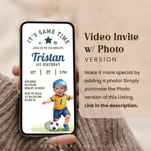 Editable Soccer Rookie First Birthday Invitation Video Personalables ...