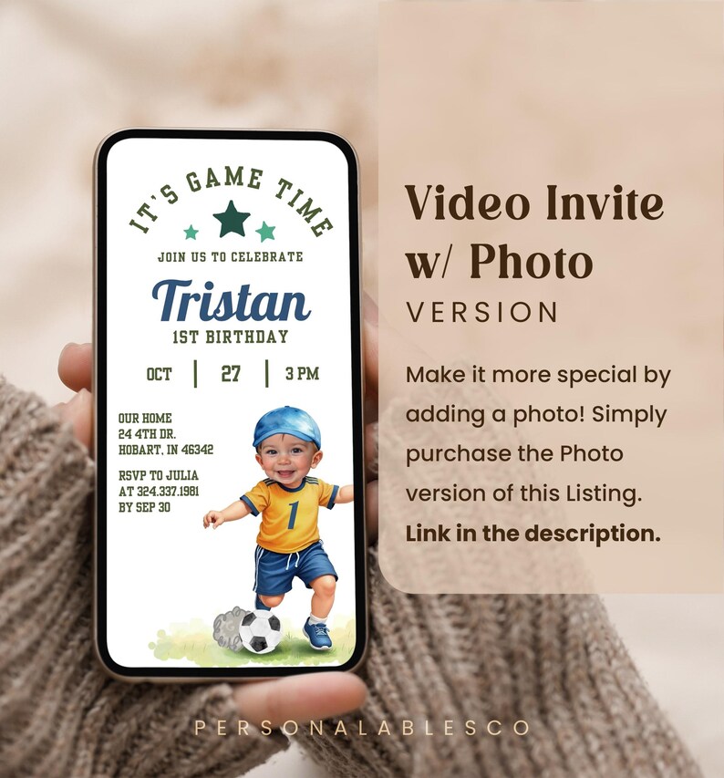 Editable Soccer Rookie First Birthday Invitation Video Personalables ...