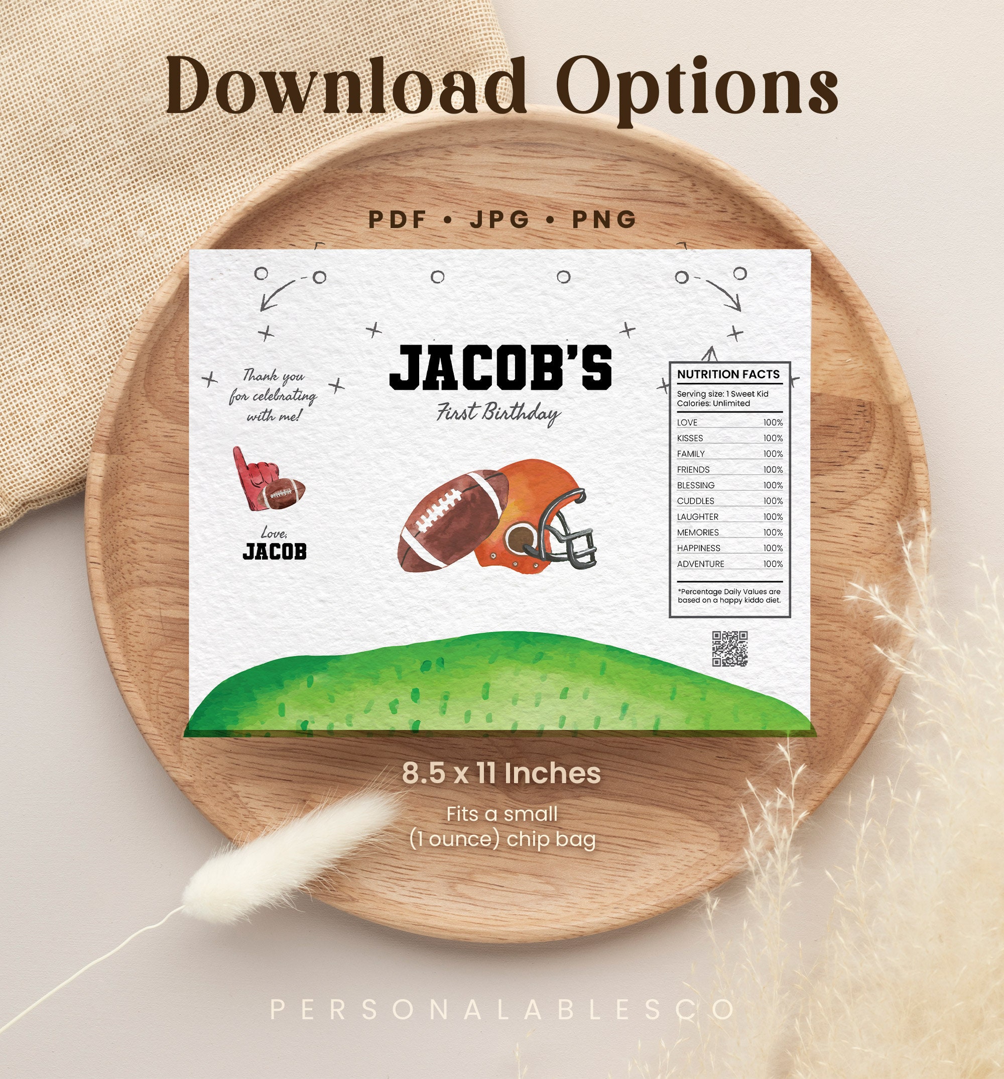 Football Chip Bag Label Birthday Party Printable American Sports Snack ...
