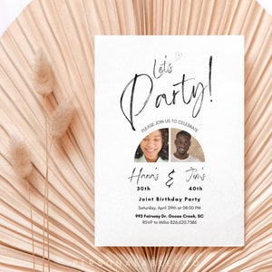 Editable Joint Adult Invitation Template Photo Dual Boy & Girl Twins ...