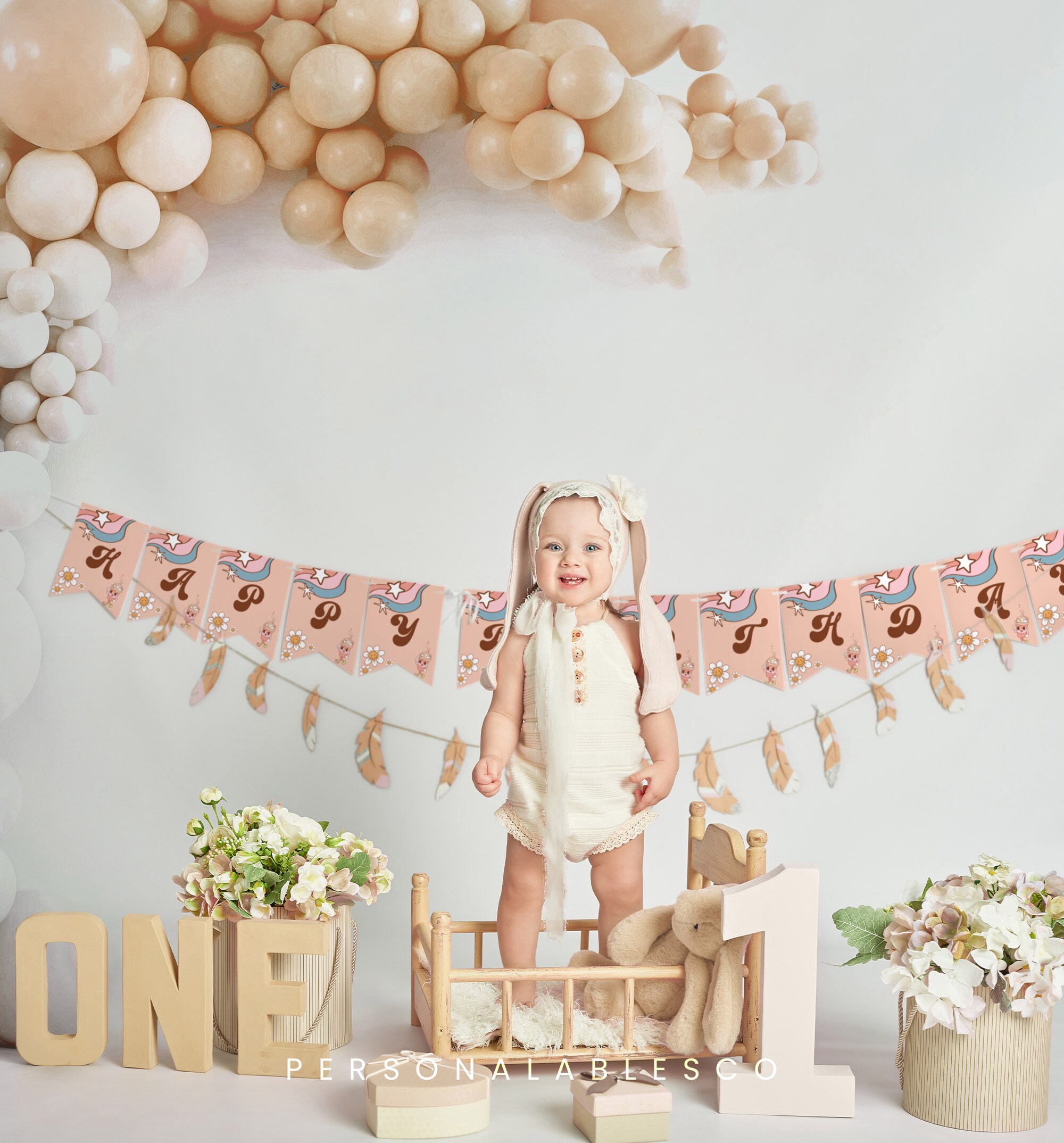 Groovy Happy Birthday Banner Bunting Flags Printable Diy Retro Party ...