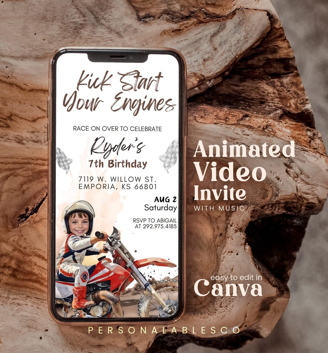 Editable Motocross Dirt Bike Any Age Birthday Animated Video Invite ...