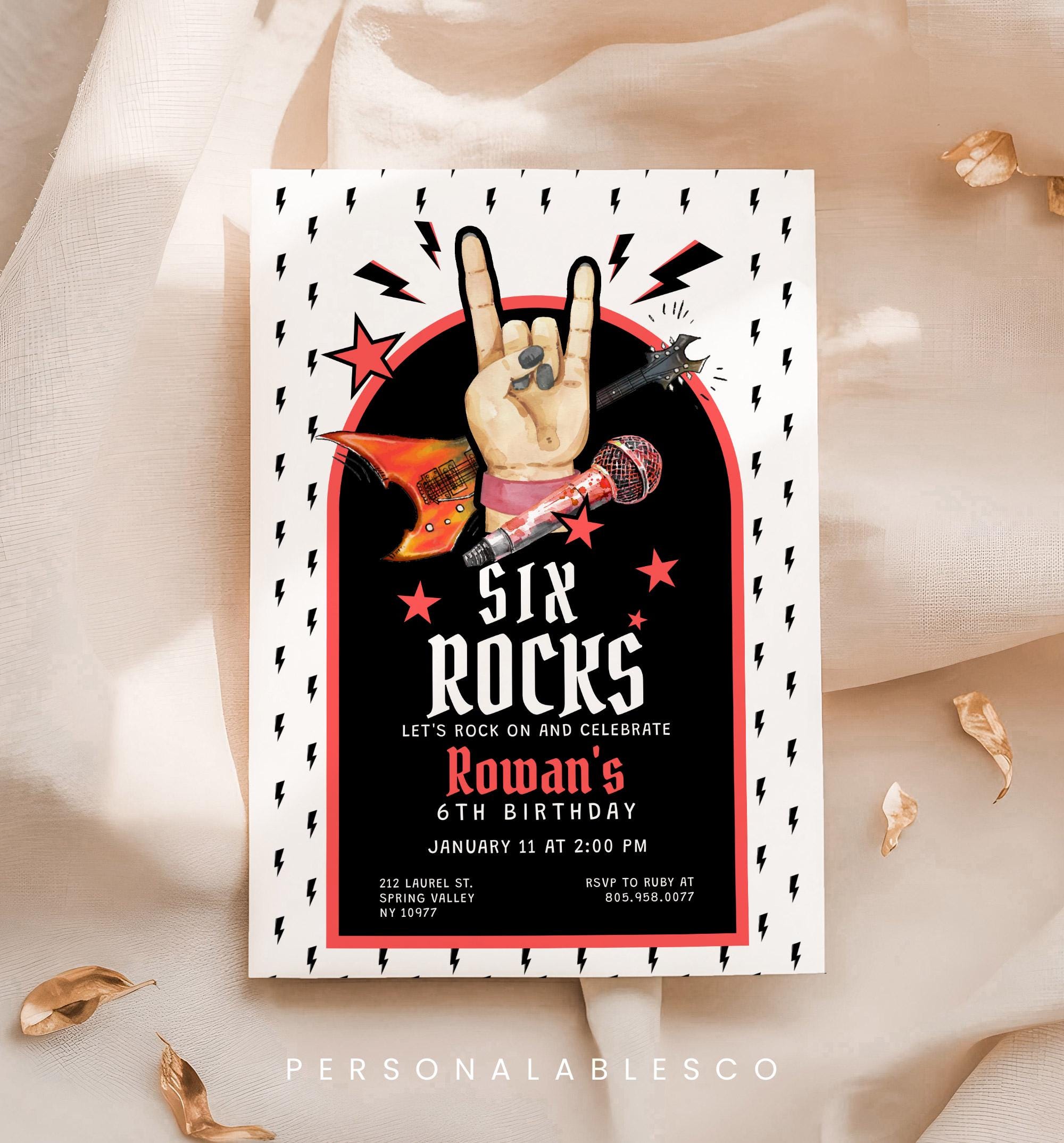 Editable Rock & Roll Birthday Invitation Printable World Tour ...
