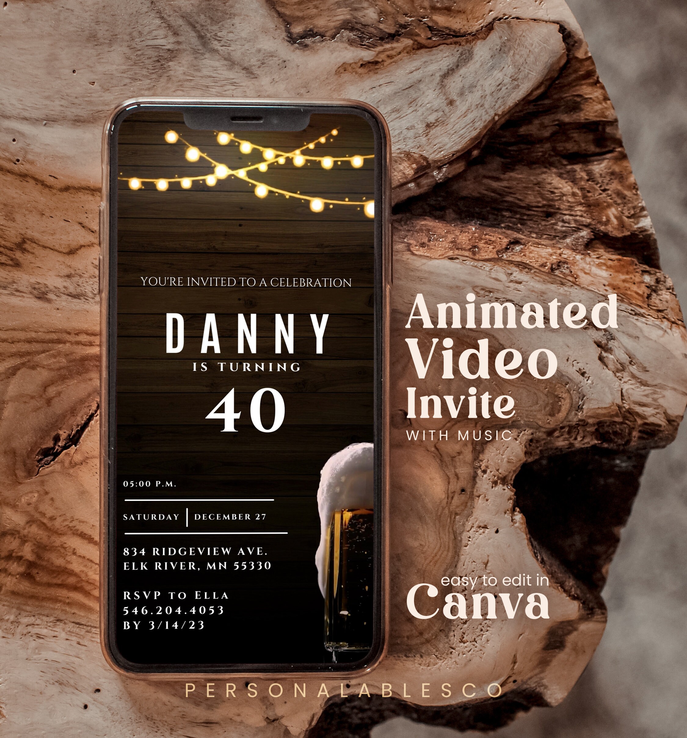 Editable Any Age Beer Electronic Invite Template Adult Man Dad Birthday ...