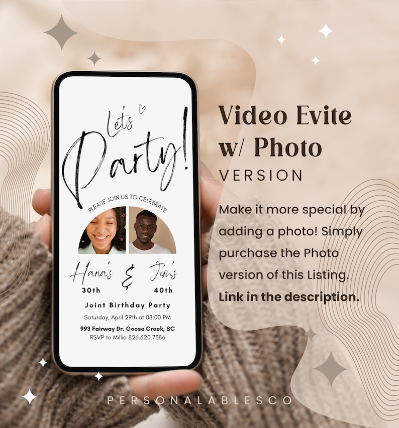 Editable Joint Birthday Invitation Adult Twin Sibling Double Bday Party ...