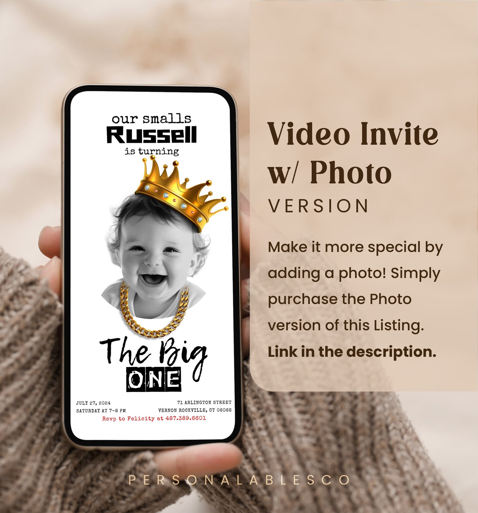 Editable Notorious One First Birthday Invitation Template Black Small ...